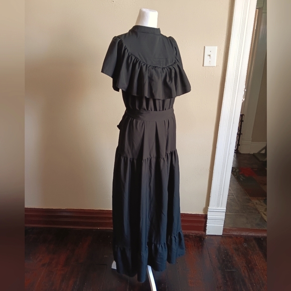 Dresses | Southern Gothic Black Ruffle Maxi Dress Goth Dark Lightweight ...